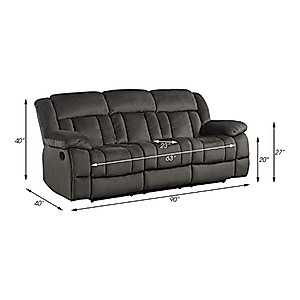 Homelegance Laurelton 90" Microfiber Double Reclining Sofa, Chocolate Brown