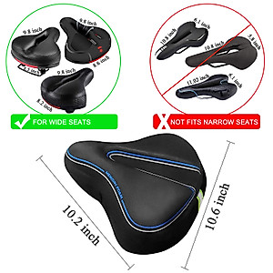 Gincleey Comfortable Bike Seat Cover with Memory Foam Wide Bicycle Saddle Cushion for Women Men Everyone, Fits Exercise, Spin, Stationary, Soft