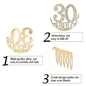 FASOTY 30th Birthday Decorations for Women,30th Birthday Sash,30th Birthday Crown,30th Birthday Tiara,Birthday Crowns for Women 30 and Fabulous,Happy 30th Birthday Gifts for Her