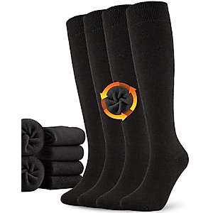 Aoliks Black Warm Socks for Women,Thermal Knee High Socks Cotton Long Socks for Running Hiking Skiing Gifts