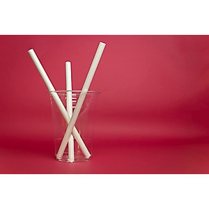 Kingseal Disposable Paper Drinking Straws, Unwrapped, WHITE, 7.75 Inch Length x 8mm Diameter, Giant" Size, White, Biodegradable, Earth Friendly, Bulk Pack - 1 Box of 350 Straws