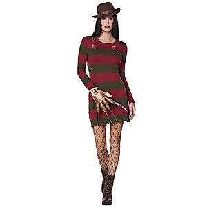 Spirit Halloween Adult A Nightmare on Elm Street Freddy Krueger Sweater Dress Costume - 1X