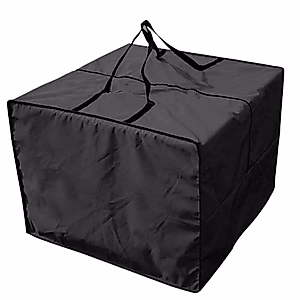 Square Cushion Storage Bag Outdoor Cushion Storage Bags Water Resistant All Weather Protection with Zipper and Handle Garden Furniture Cushion Carrying Bags-81x81x61cm (Black)