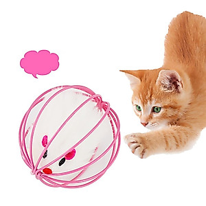 6pcs Cat Toy Caged Rats Rolling Wire Cage Plush Mouse Ball Interactive Ball Kitten Funny Catch Toys Pet Supplies Cat Accessories Cat Balls Playful Toy Caged Rats