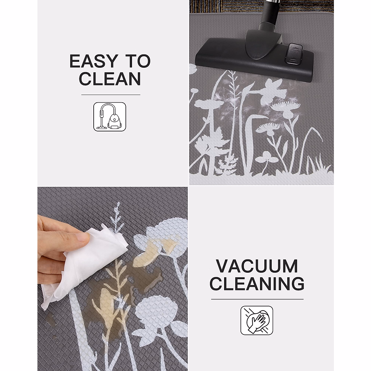 Kitchen Rugs and Mats Cushioned Anti Fatigue, Uamector 2 PCS Non Skid Kitchen Runner Rugs, Waterproof Memory Foam Kitchen Floor Mat, Standing Desk Mat for House, Sink, Office, Kitchen (Gray)