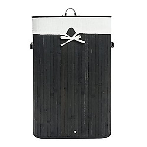 WiCCI Single Lattice Bamboo Folding Basket Body with Cover Easy to use and comfortable to touch,Black