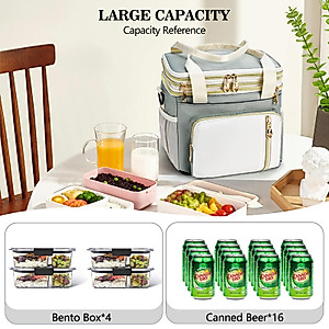 BAGNN Lunch Box & Lunch Bag for Women Men, Large Insulated Adult Lunch Box Leakproof Lunchbox Cooler Bag for Work Picnic Beach,16L, Olive Green & White