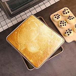 WMKGG 11 x 9 Inch Air Fryer Toaster Oven Tray, Set of 2 Nonstick Heavy Carbon Steel Toaster Baking Pan for Cuisinart, Ninja Foodi, Breville, Gowise, Black Decker