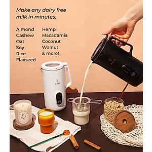 NUTR Machine Automatic Nut Milk Maker, Homemade Almond, Oat, Coconut, Soy, or Plant Based Milks and Non Dairy Beverages, Boil and Blend Single Servings, Stainless Steel, Self-Cleaning, White