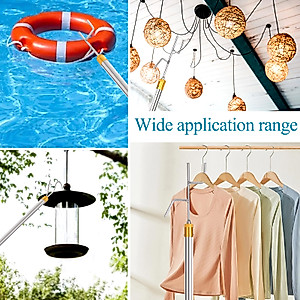 Clothes Hook Pole,29-71 Inch Adjustable Extension with Hook Bar.Suitable for Clothes Hanger Rod, Christmas light, Hanging Flowerpot Plants and Bird Feeder, Tent Shelter Camper Canopy (with two hooks)