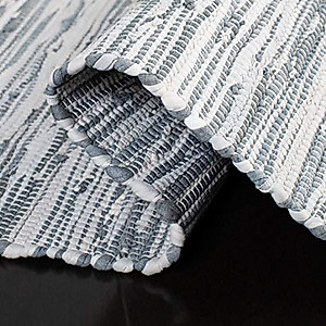 SAFAVIEH Montauk Collection Runner Rug - 2'3" x 6', Silver, Handmade Fringe Cotton, Ideal for High Traffic Areas in Living Room, Bedroom (MTK753A)