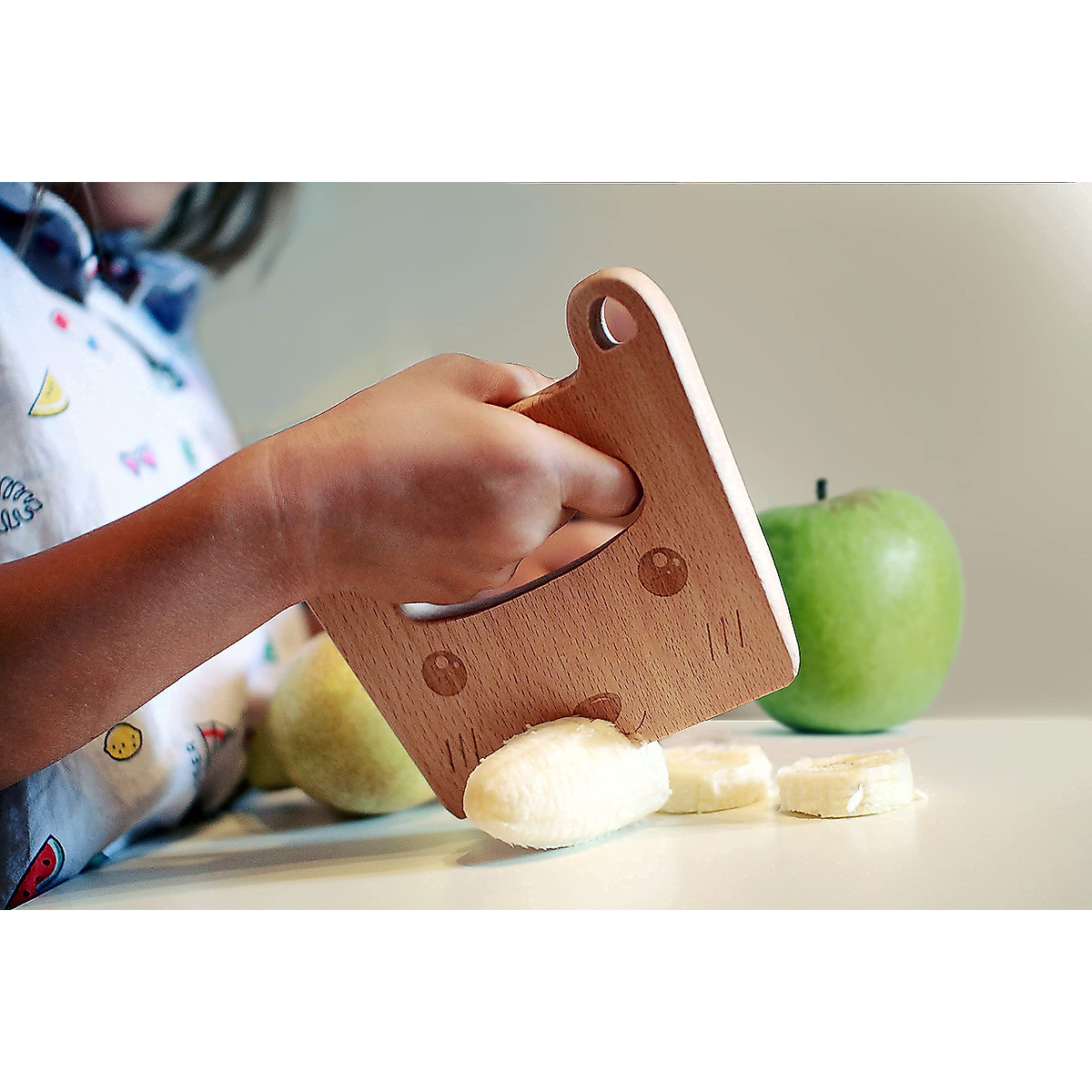 Wooden Kids Knife;Wooden Handmade Children Knife for safe cutting Fruits and Vegetables - Eco Friendly Cute Bear Shape Kids Safe Knife; Montessori Kids Utensil; Children Fruit and Vegetable Chopper;