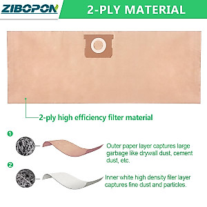19-3100 Disposable Filter Bag Replacement for Stanley 5-8 Gallon Wet/Dry Vacuums, Dust Collection Vacuum Bags, 8 Pack