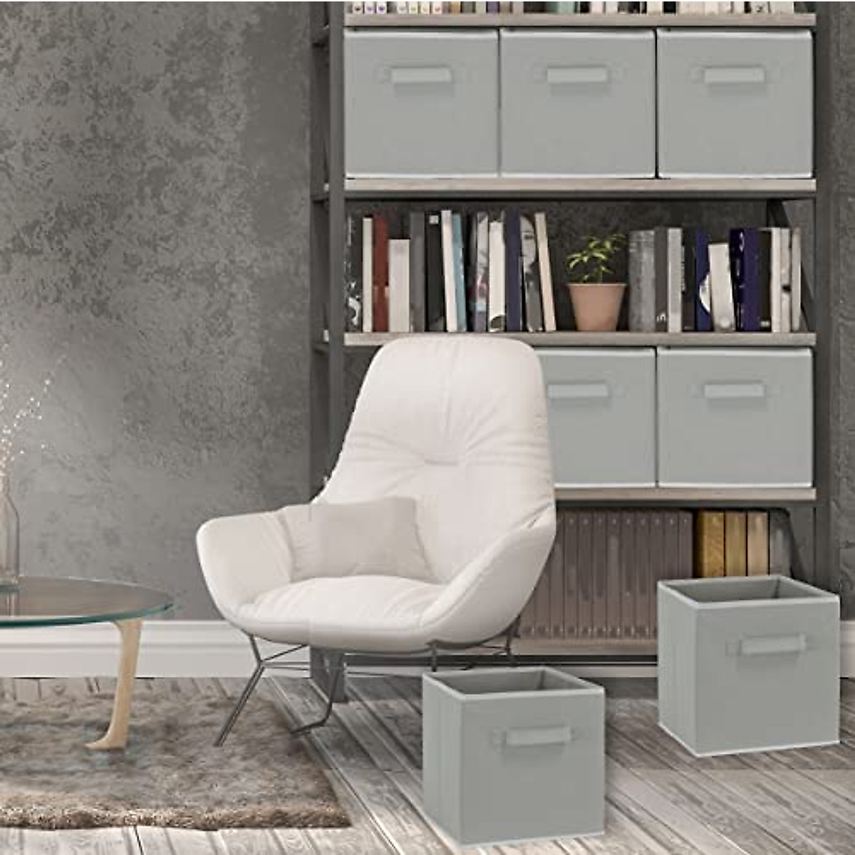 6 Pack - SimpleHouseware Foldable Cube Storage Bin, Grey