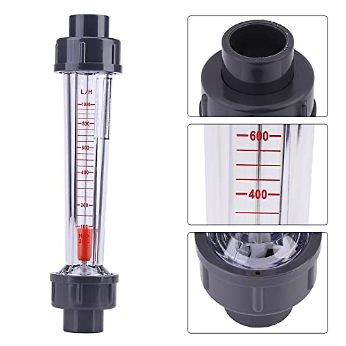 LZS-15D Elbow Flowmeter 100‑1000L/H Liquid Flowing Meters Instantaneous Liquid Flowing Rate Gauge Transparent Water Rotameter Liquid Measuring Tool for DN15(1/2) Tube