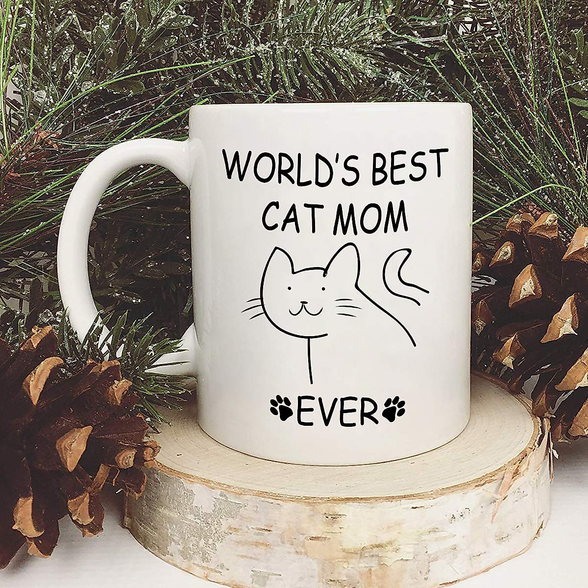 Cat Mom Gifts Worlds Best Cat Mom Ever Mug - Cat Lover Gifts for Women - Birthday Gifts for Cat Lovers for Women - Cat Gifts for Cat Lovers - Mothers Day Gifts for Cat Mom - 11Oz Cat Mom Coffee Mug