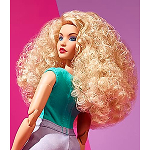 Barbie Looks Doll with Curly Blonde Hair Dressed in Ruched Crop Top & Satiny Lavender Shorts, Posable Made to Move Body For 6 years and older
