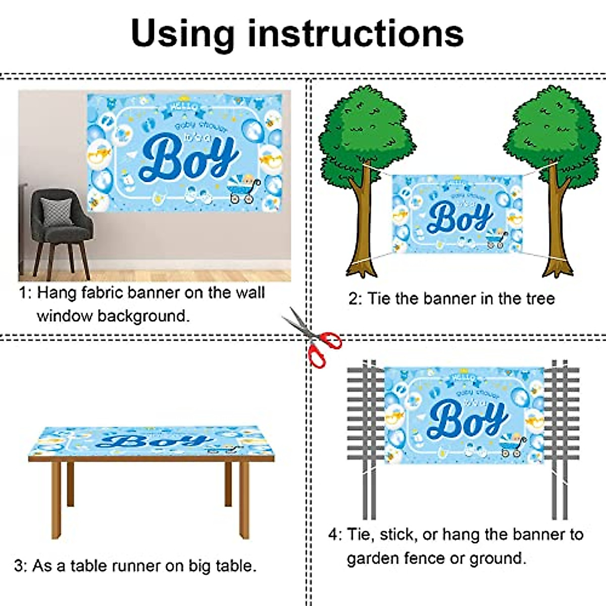 DPKOW It's a Boy Banner for Boy Baby Shower Decoration, Baby Shower Indoor House Decoration, Baby Shower Backdrop Decoration Wall Room Baby Shower