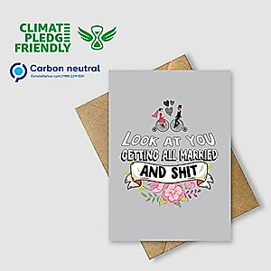 Funny wedding card for groom and bride with envelope | Original joke adult engagement card for him and her | Hilarious congratulatory present for wedding shower or engagement party