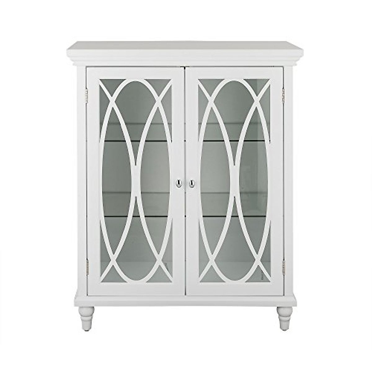 Elegant Home Fashions 32" H Florence Double Door Floor Cabinet with 2 Adjustable Tempered Glass Shelves