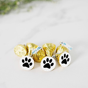 Andaz Press Chocolate Drop Labels Stickers, Birthday, Cat Dog Animal Paw Print, 216-Pack, for Kisses Party Favors, Gifts, Decorations