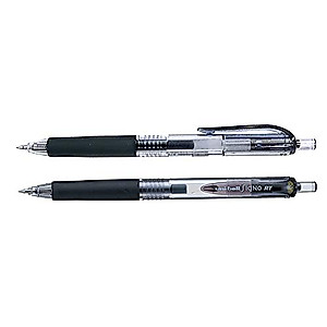 Uni-ball Signo RT Rubber Grip & Click Retractable Ultra Micro Point Gel Pens -0.38mm-black Ink- Value Set of 10