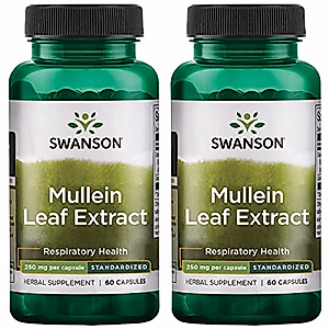 Swanson Mullein Leaf Extract - Standardized 250mg 60 Capsules (2 Pack)