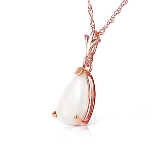 Galaxy Gold GG 14k 18" Rose Gold Natural Pear-shaped Opal Drop Pendant Necklace