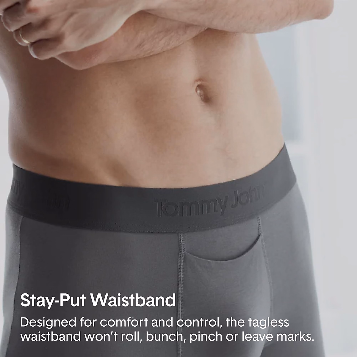 Tommy John Men's Trunk 4” Underwear, Second Skin Boxers with Supportive Contour Pouch, Soft Naturally Breathable Stretch Fabric Boxers for Men, Dress Blues, Large