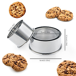 3PCS Cookie Cutters, COKUMA Biscuit Cutter Tools, Stainless Steel Round Cookie Cutter, Donut Cutter Ring Molds for Baking (3.2in 2.8in 2.4in)