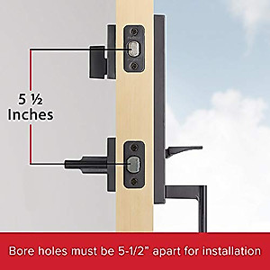 Kwikset Vancouver Low Profile Front Lock Handleset with Microban Including Slim Modern Halifax Door Lever Handle Featuring SmartKey Security, Iron Black 98180-015