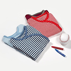 Teach Leanbh Baby Boys Girls 2 Pack Footless Pajamas Cotton Short Sleeve Side Snap Romper Jumpsuit Sleep and Play (Blue+Gray stripe, 12-18 Months)