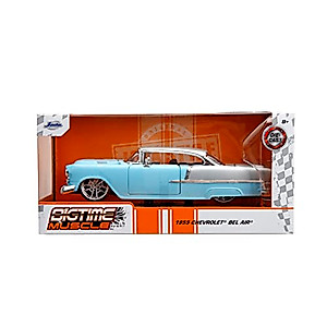 Big Time Muscle 1:24 1955 Chevrolet Bel-Air Die-Cast Car, Toys for Kids and Adults(Light Blue)