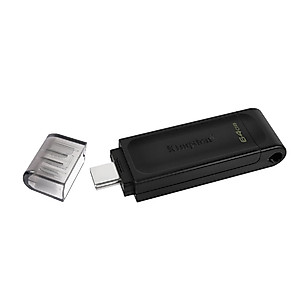 Kingston DataTraveler 70 64GB Portable and Lightweight USB-C flashdrive with USB 3.2 Gen 1 speeds DT70/64GB, Black