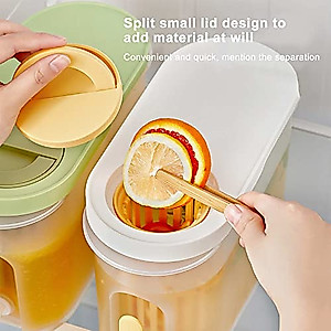 SAHLA 3.9L Plastic Drink Dispenser with Spigot for Fridge, Cold Kettle with Faucet in Refrigerator, Clear Beverage Dispenser for Fridge with Spigot and Fruit Infuser Yellow