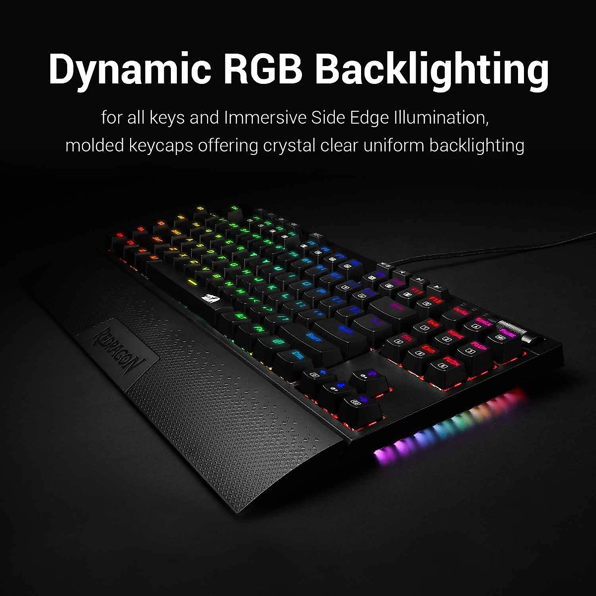 Redragon K588 RGB Backlit Mechanical Gaming Keyboard with Programmable Keys Macro Recording Optical Blue Switches Tenkeyless with Detachable Palm Rest & USB-C USB for Windows PC
