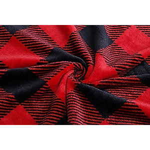 Winter Warm Red and Black Buffalo Plaid Patterned Decorative Super Soft Twin Woven Fleece Couch Throw Blanket