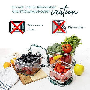 DMagazi Fruit Storage Containers for Fridge | 3 Set Fruit and Vegetable Storage Containers for Organizing with Strainer | Stackable Food Storage Containers With Lids Airtight