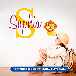 Personalized Name Lion Animal Series - Baby Boy - Wall Decal Nursery for Home Bedroom Children (Wide 28"x15" Height)