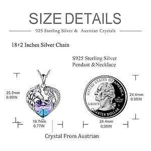 AOBOCO Wolf Jewelry Gifts Sterling Silver Wolf Heart Pendant Necklace for Women