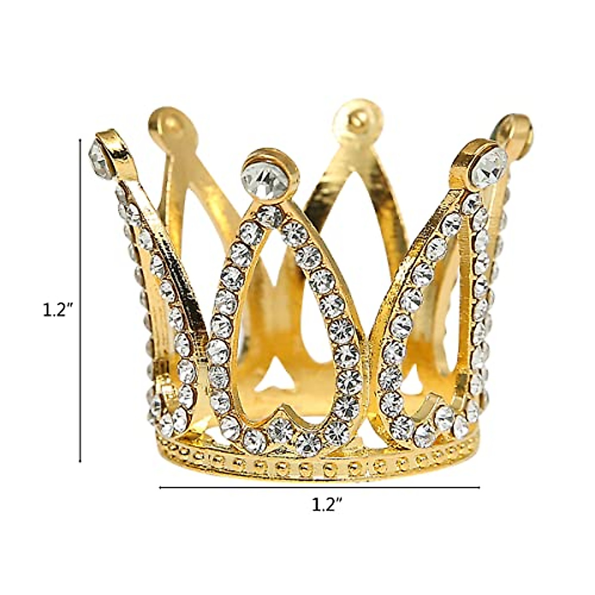 12 Pieces Crown Cake Toppers, Mini Queen Crown Cake Topper Princess Decorative Crown Crystal Tiara Cupcake Decoration for Lady Girl Wedding Birthday Bridal Baby Shower Party Supplies (Gold)