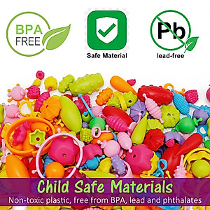 Happytime Snap Pop Beads Girls Toy DIY Jewelry Marking Kit Fashion Fun for Necklace Ring Bracelet Art Kids Crafts Birthday Fun Gifts Toys for 3, 4, 5, 6, 7,8 Year Old Kids Girls