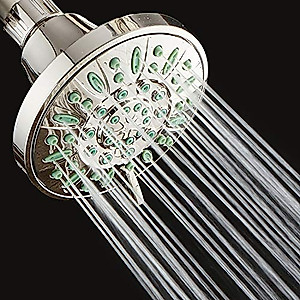 AquaDance Antimicrobial/Anti-Clog High-Pressure 6-setting Shower Head, Microban Nozzle Protection from Growth of Mold, Mildew & Bacteria for Stronger Shower! (Brushed Nickel Finish/Coral Green Jets)