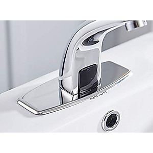 Greenspring Bathroom Sink Faucet Automatic Sensor Touchless with Hole Cover Plate Hands Chrome Vanity Modern Faucets Commercial with Control Box and Temperature Mixer