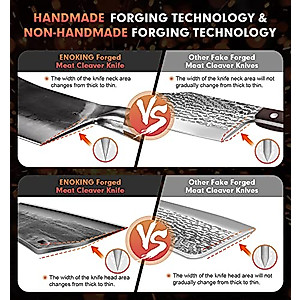 ENOKING Cleaver Knife, 7.5 Inch Hand Forged Meat Cleaver Heavy Duty Bone Chopper German High Carbon Stainless Steel Butcher Knife with Full Tang Handle for Home Kitchen and Restaurant, Ultra Sharp