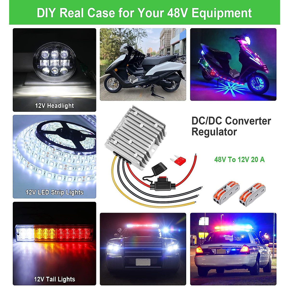 EAGWELL DC to DC Converter,36V 48V to 12V Step Down Converter Regulator 20A 240W Golf Cart Low Voltage Reducer Buck Transformer Waterproof