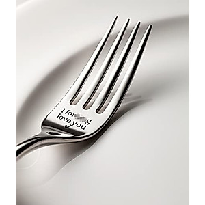 HSSPIRITZ I Love You Funny Engraved Stainless Steel Fork,Dinner Forks Mothers Day Gifts for Mom Wife Girlfriend Boyfriend Dad, Christmas, Anniversary, Birthday, gifts for him/her,Valentine's Day Gift