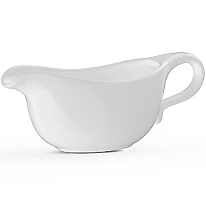 RONDURE Large White Gravy Boat - 19 oz Capacity, Microwave and Dishwasher Compatible