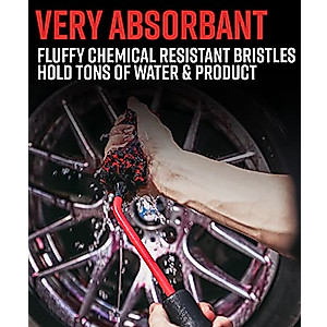 Adam's Angled Wheel Detailing Brush - Car Cleaning Wheel Brush | Use W/Wheel Cleaner, Rim Cleaner, Chrome Cleaner | Car Wash Brush Cleans Brake Dust from Barrels & Hard to Reach Areas (Small)