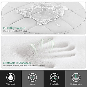 FURWOO Low Roller Seat PU Leather Rolling Stool Step Stool Mechanic Stool on Wheels for Home Office Garage Shop White